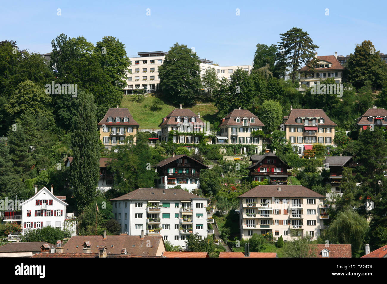 Cityscape of villas in Berne, Switzerland. Beautiful town Stock Photo ...