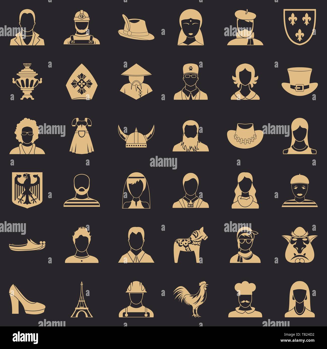 Face icons set, simle style Stock Vector Image & Art - Alamy