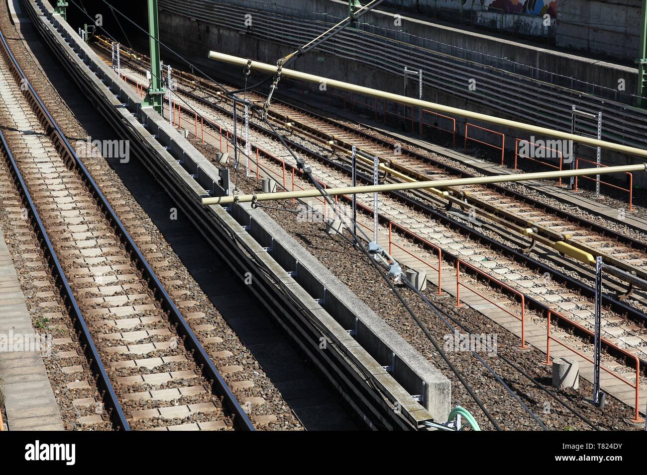 Railway and metro tracks in Vienna, Austria. Public transportation ...