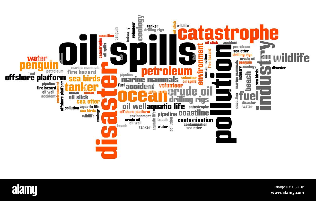 Oil spills - environmental issues and concepts word cloud illustration ...