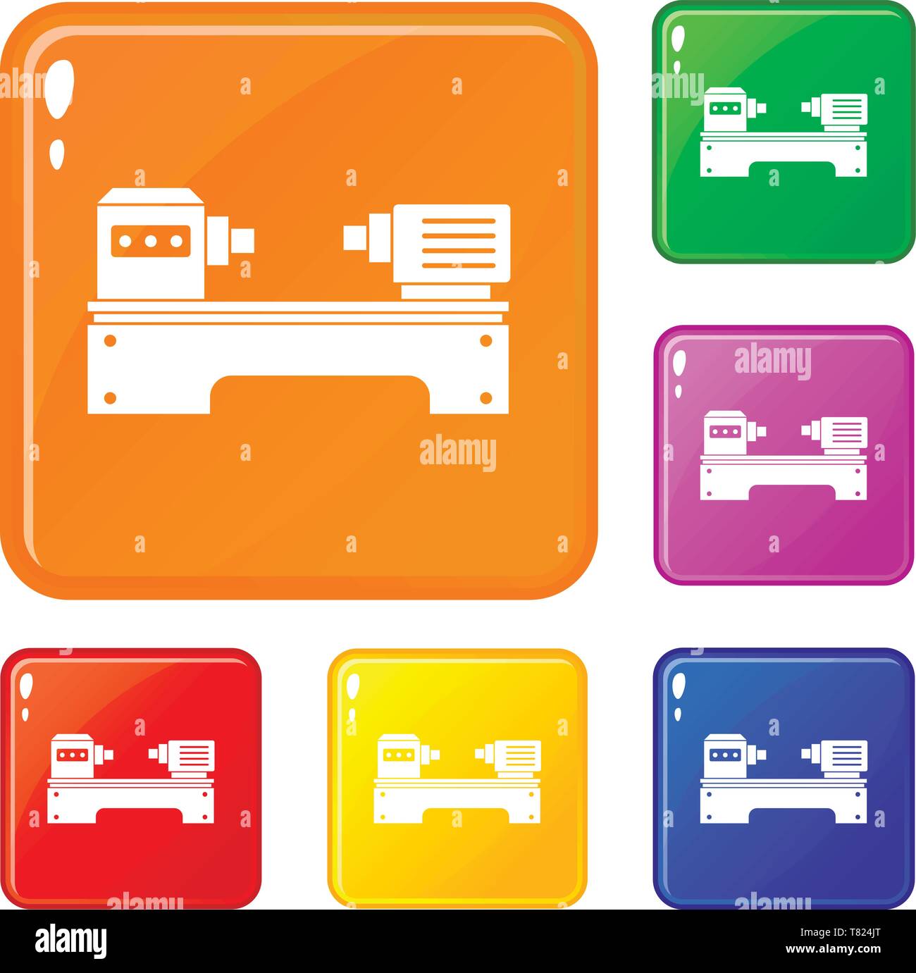 Lathe machine icons set vector color Stock Vector Image & Art - Alamy