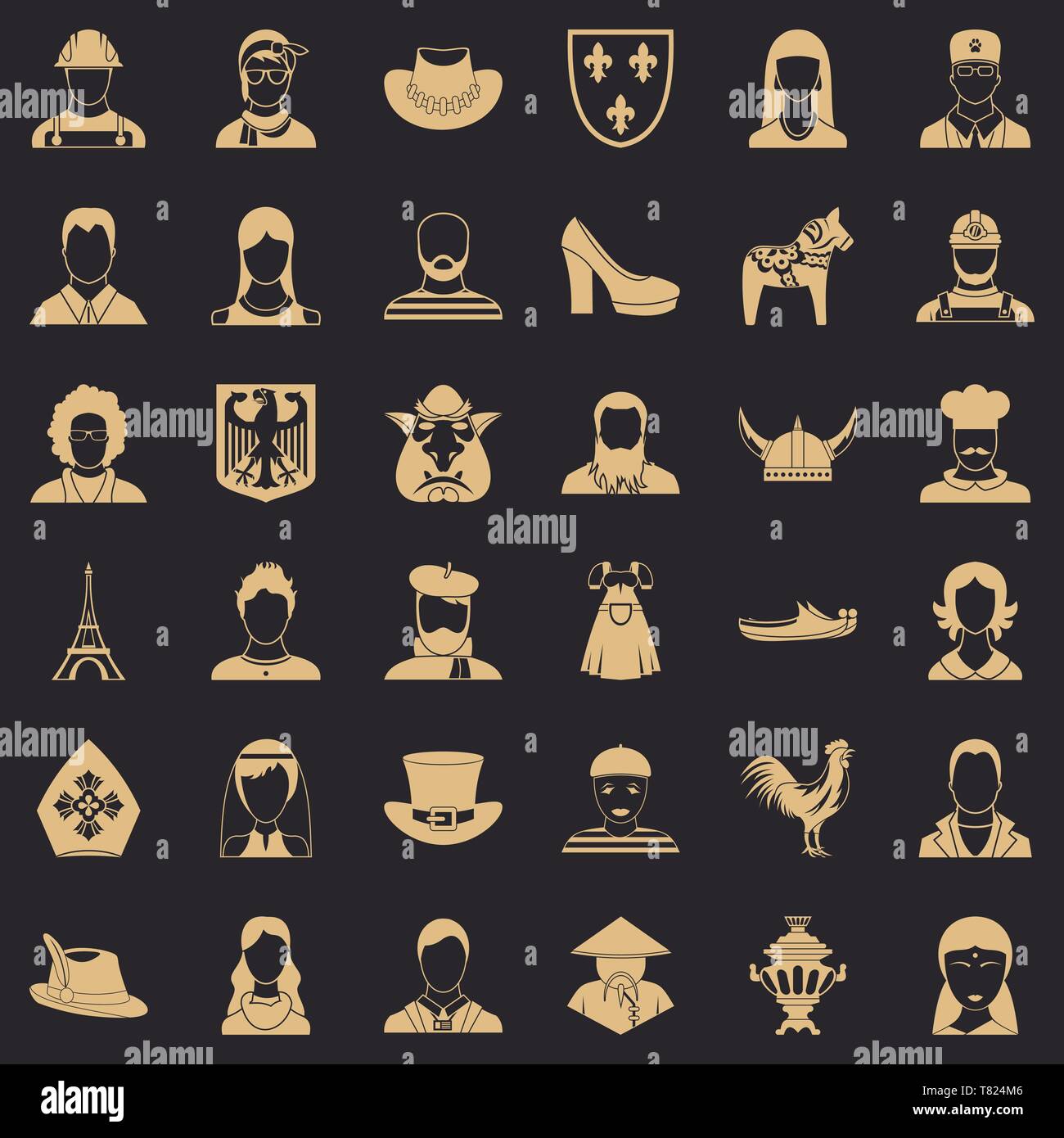 Portrait icons set, simle style Stock Vector Image & Art - Alamy