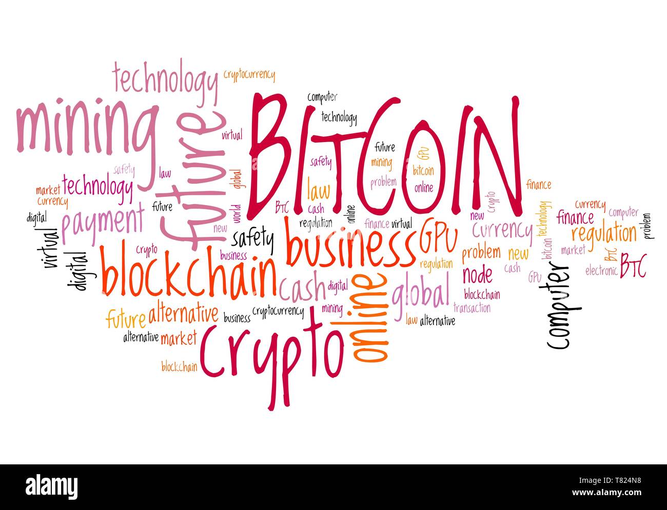 Bitcoin - digital crypto currency concepts. Word cloud sign Stock Photo ...