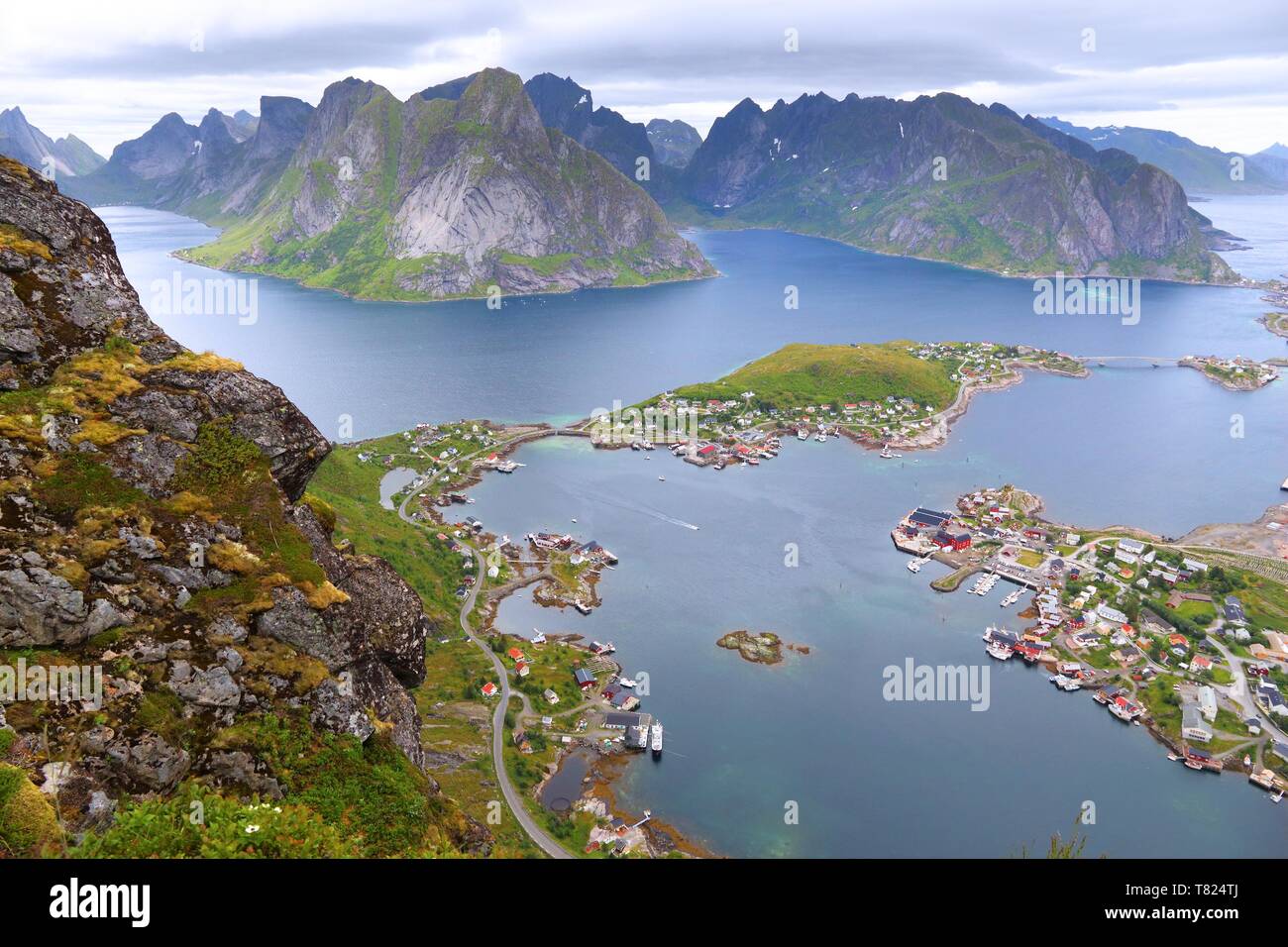 Lofoten islands landscape in Norway. Reine fishing village in ...