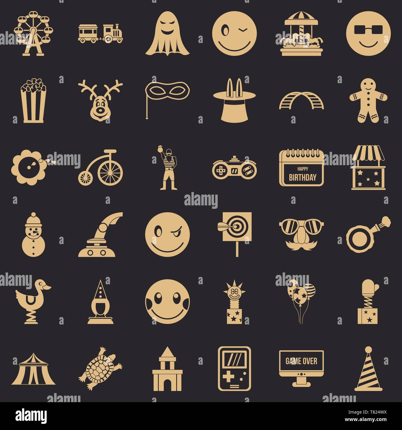 Funny icons set, simple style Stock Vector Image & Art - Alamy