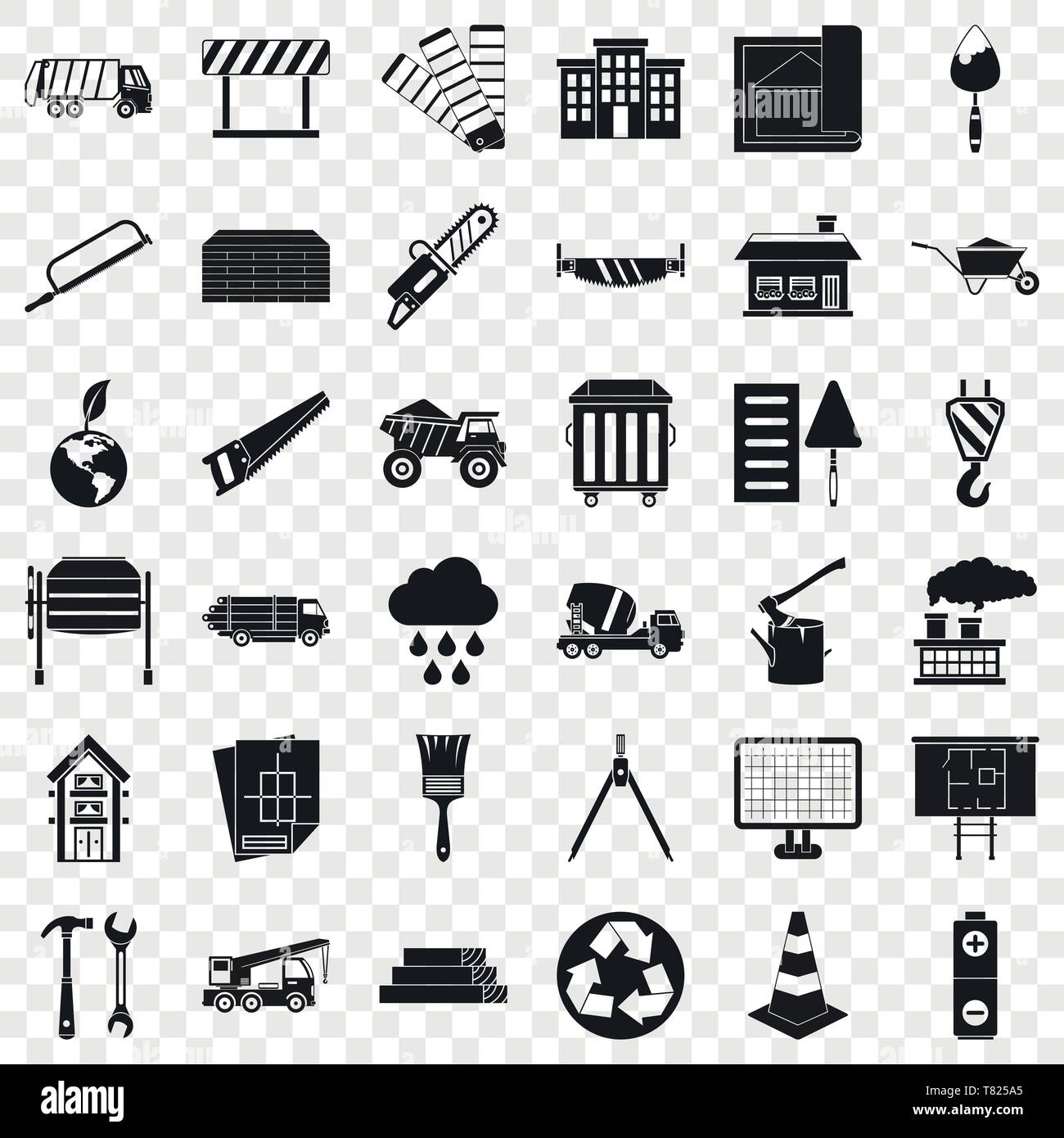 Construction in city icons set, simple style Stock Vector Image & Art ...