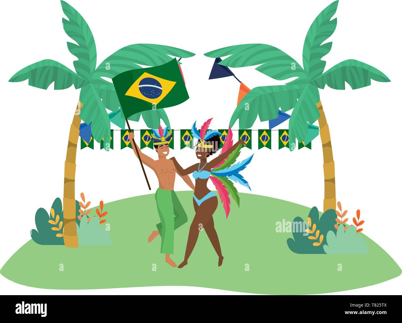 Couple beach brazilian flag Stock Vector Images - Alamy