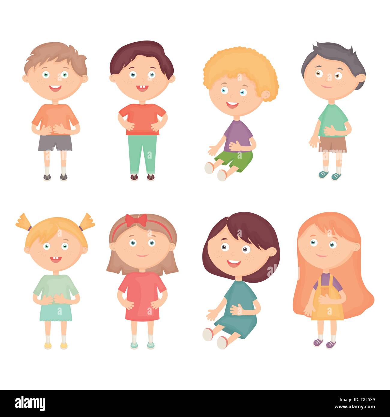 group of little kids characters vector illustration design Stock Vector ...