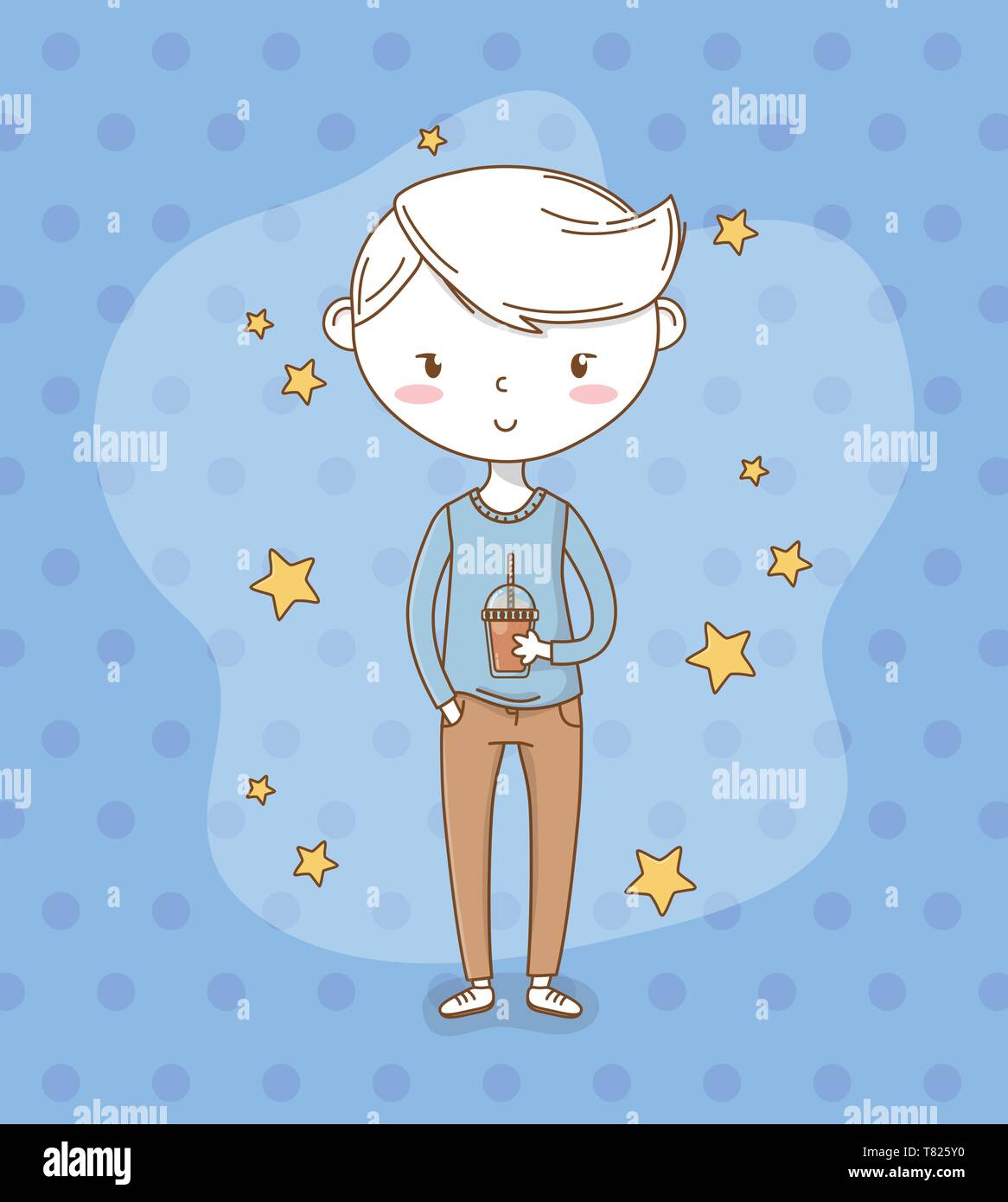 beautiful little boy with stars vector illustration design Stock Vector ...