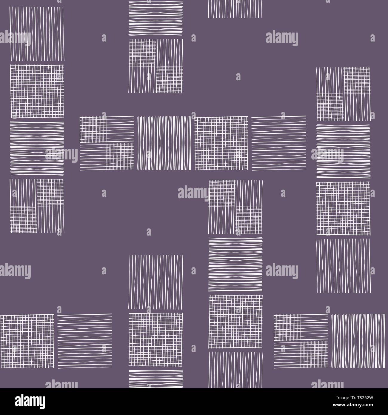 Tower blocks of hand drawn doodle squares in spacious abstract design ...