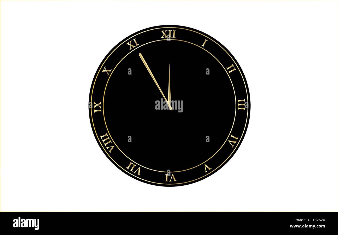 Retro clock with roman numerals vector illustration isolated on white ...