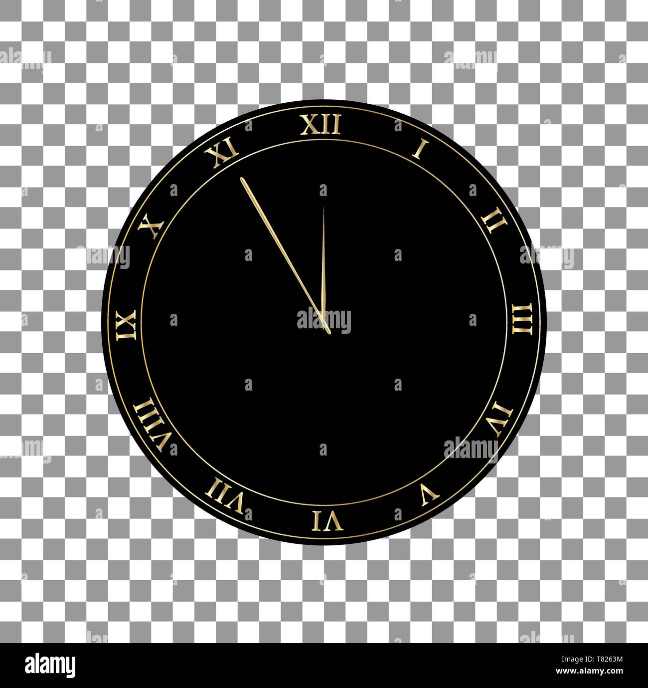 Retro clock with roman numerals vector illustration on transparent ...