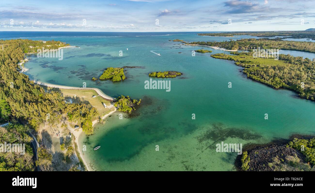 Mauritius, Flacq district, Poste de Flacq, the bay (aerial view Stock ...