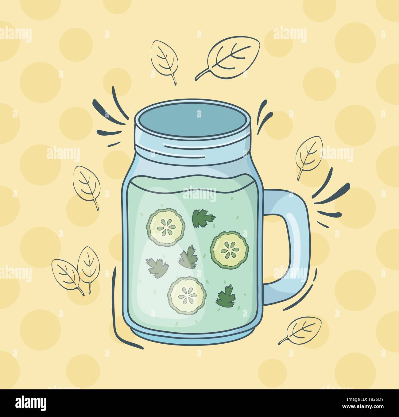 cucumber juice jar healthy drink vector illustration design Stock ...