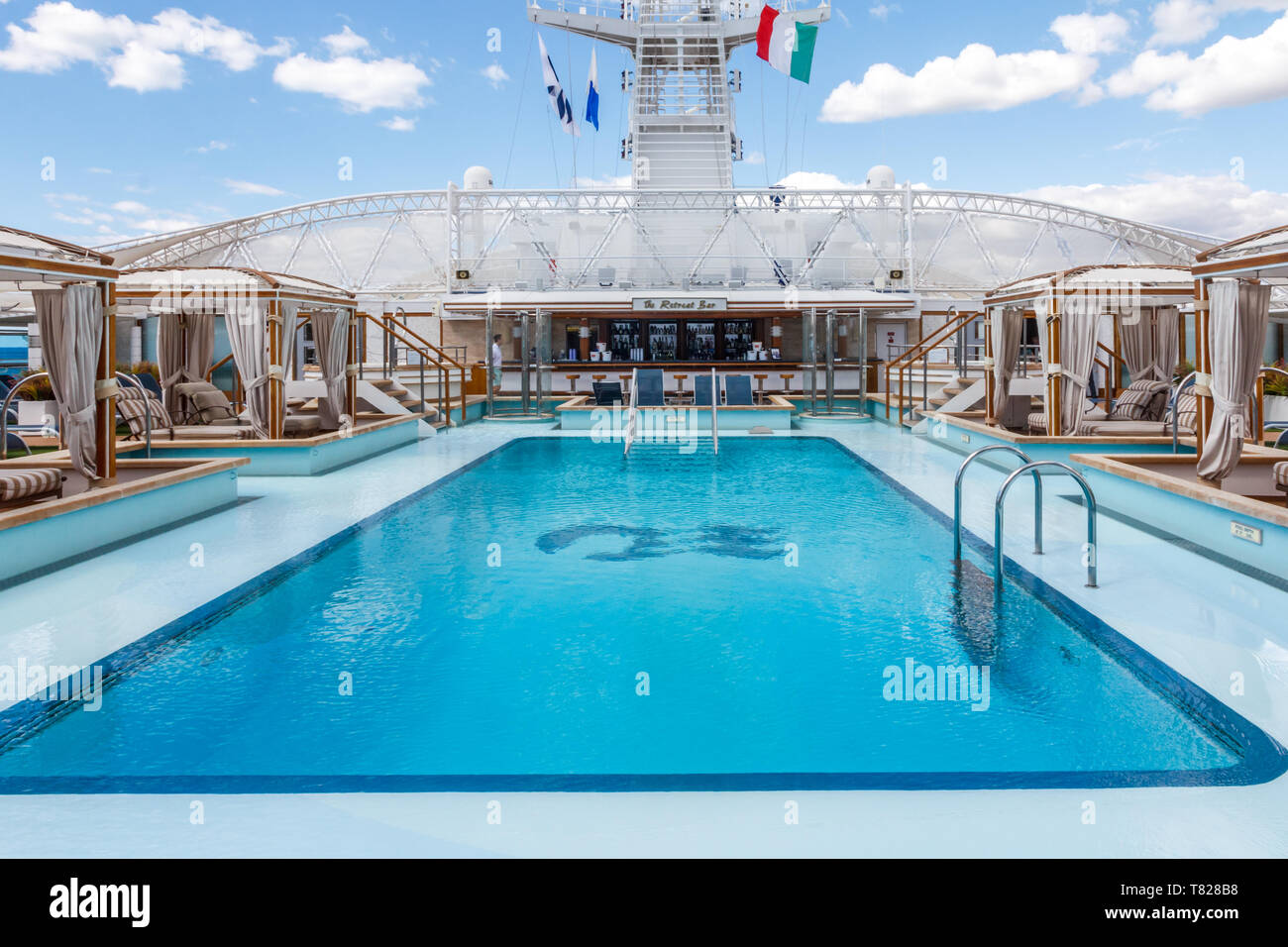Civitavecchia, Italy - 20th September 2017: Swimming pool and the ...