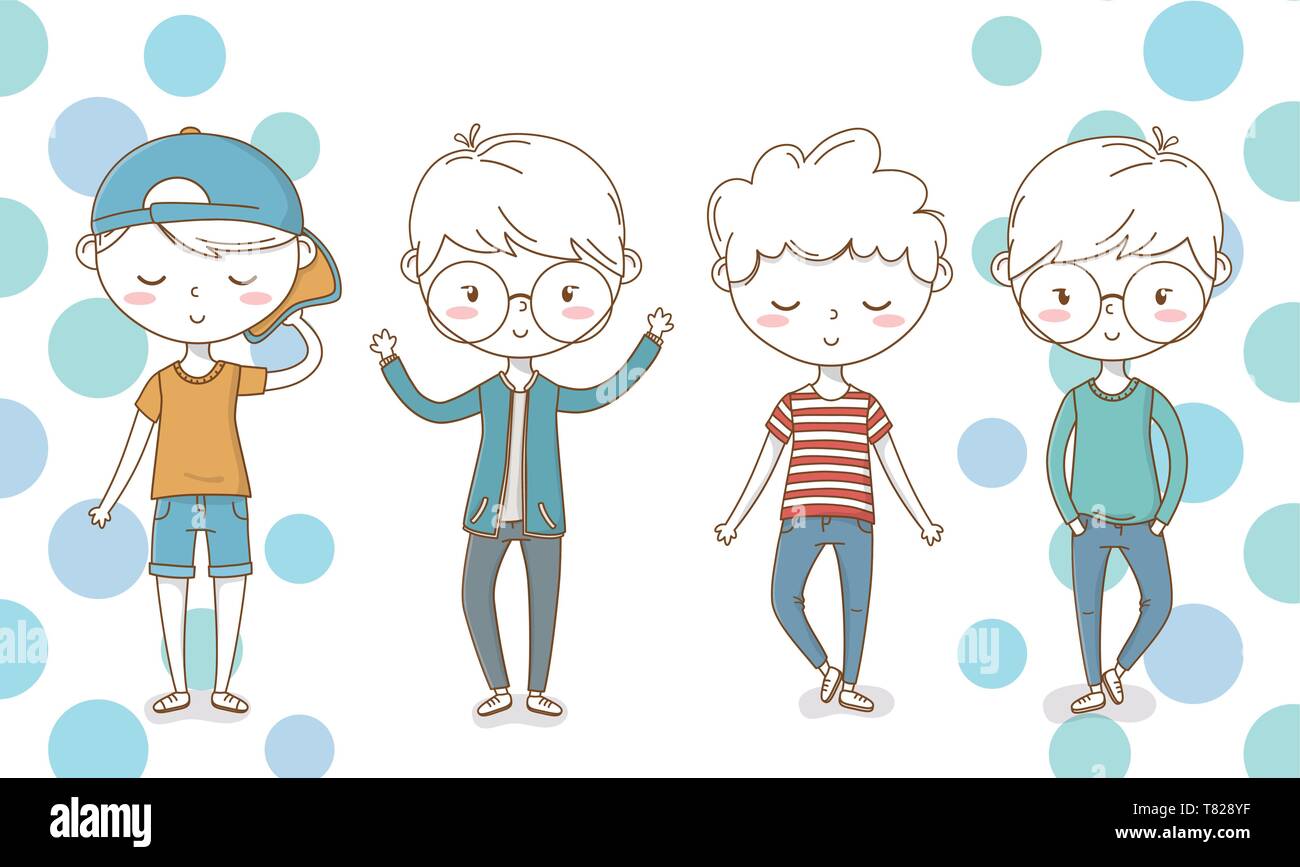beautiful little boys group characters vector illustration design Stock ...