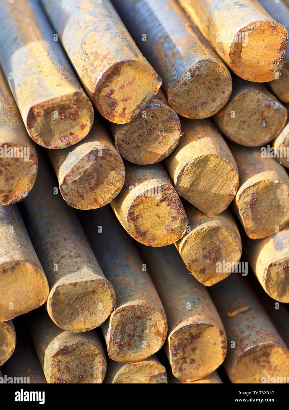 Metal profile of round section in packs at the warehouse of metal ...