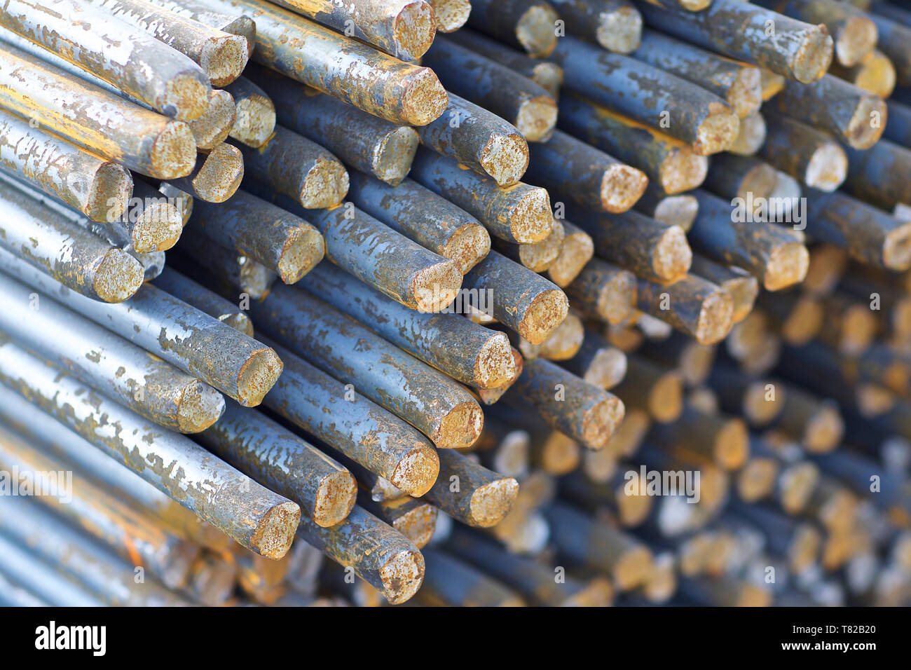 Metal profile of round section in packs at the warehouse of metal ...