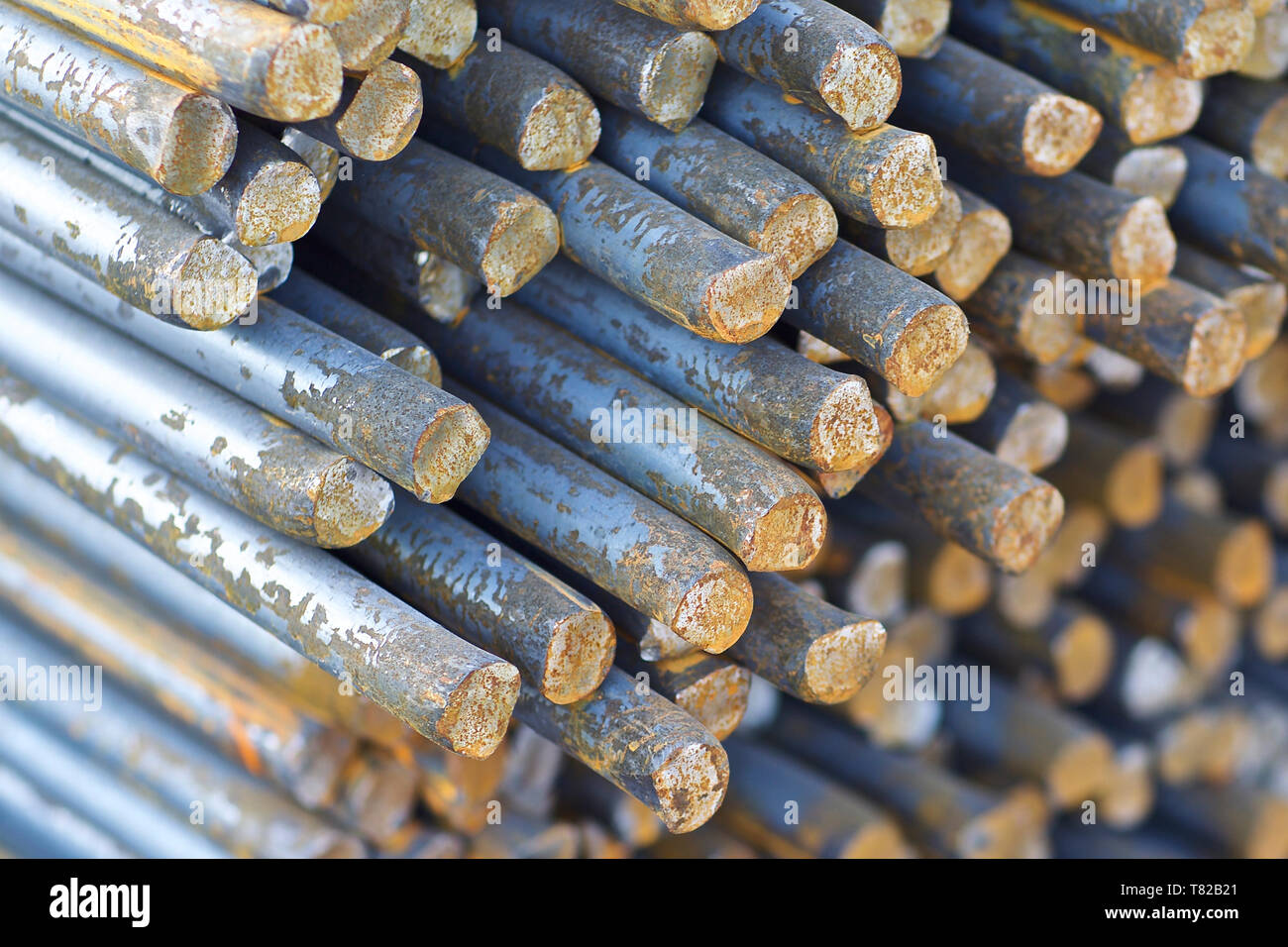 Metal profile of round section in packs at the warehouse of metal ...