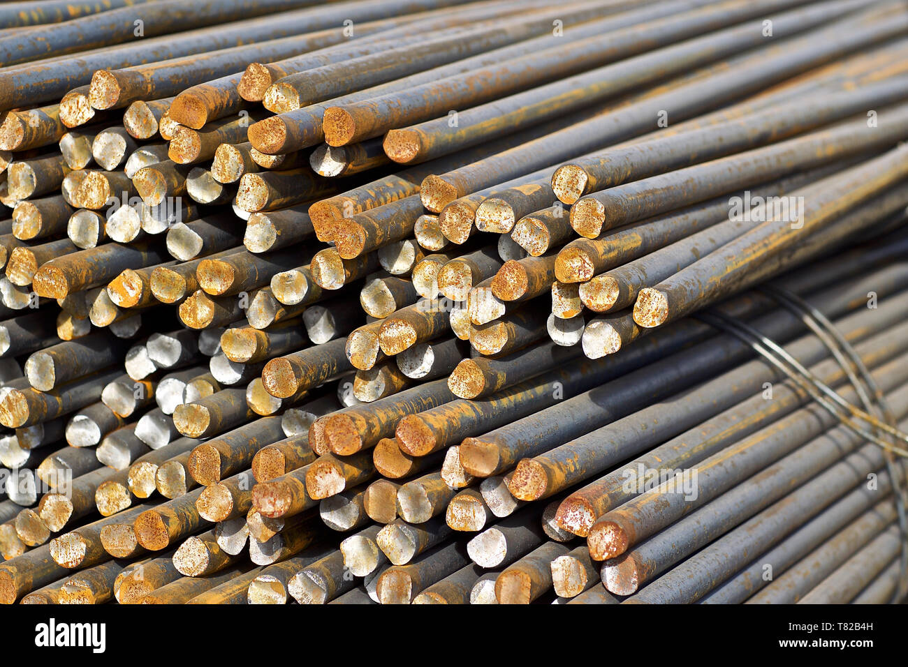 Metal profile of round section in packs at the warehouse of metal ...