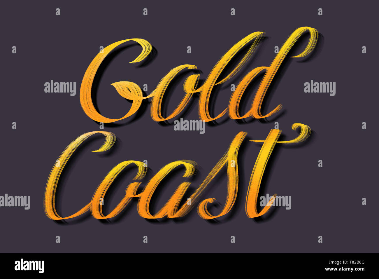 Gold Coast calligraphic lettering for prints Stock Photo - Alamy