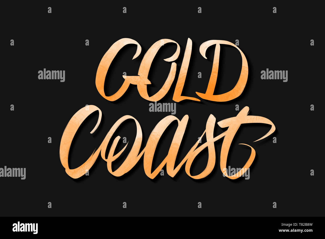 Gold Coast lettering on dark background Stock Photo - Alamy