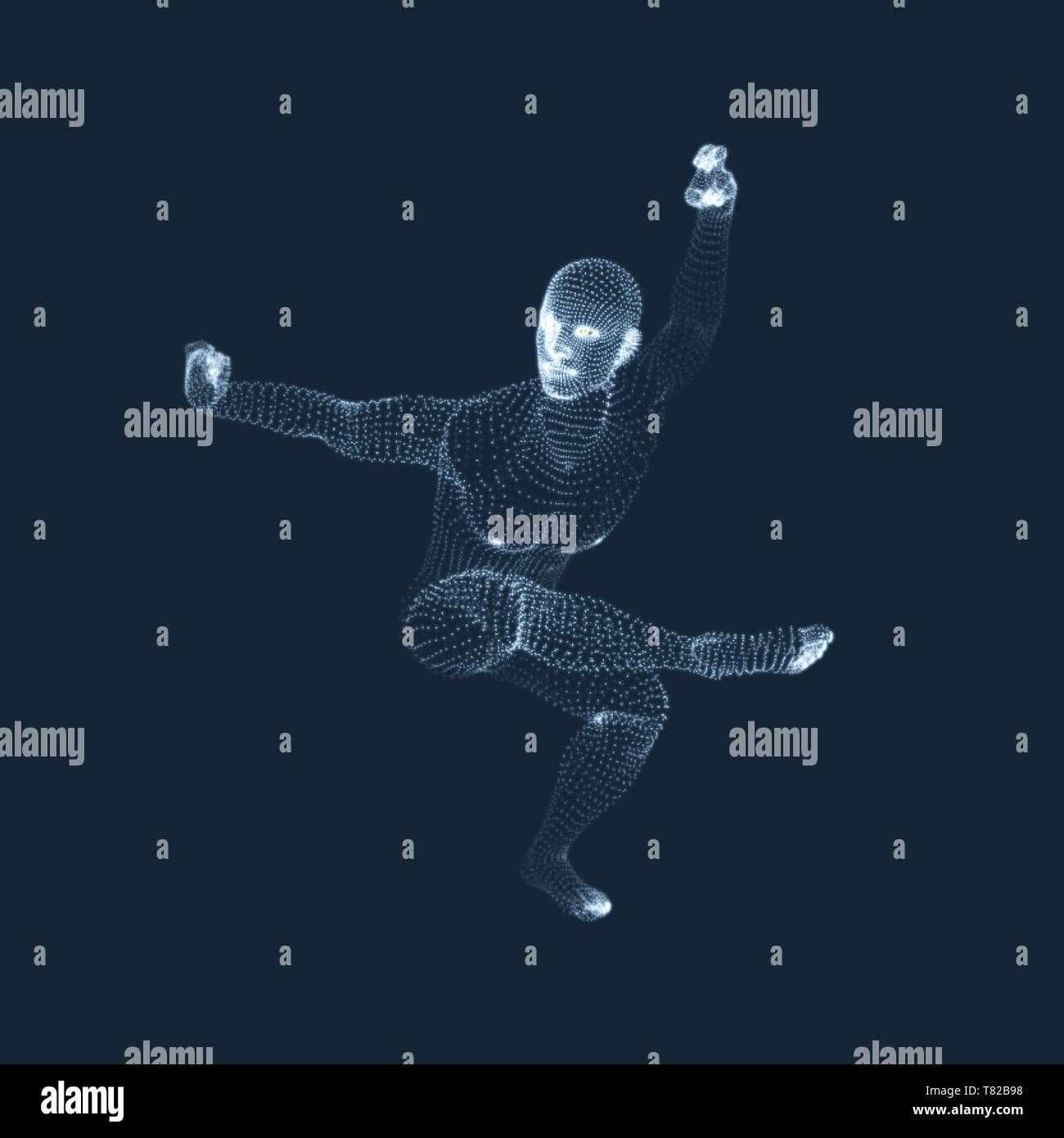 Man Doing Yoga Workout. 3D Model of Man. Healthy lifestyle. Training ...