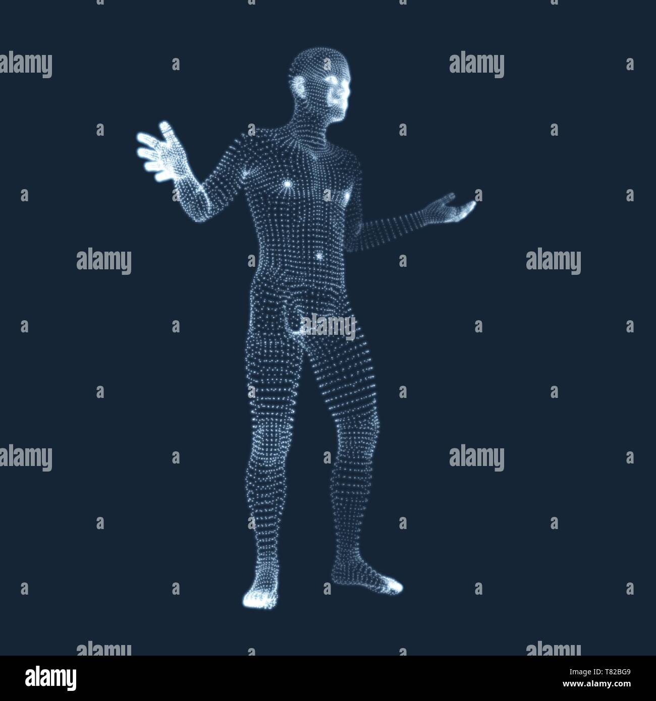 Man Stands on his Feet. 3D Model of Man. Human Body Model. View of ...