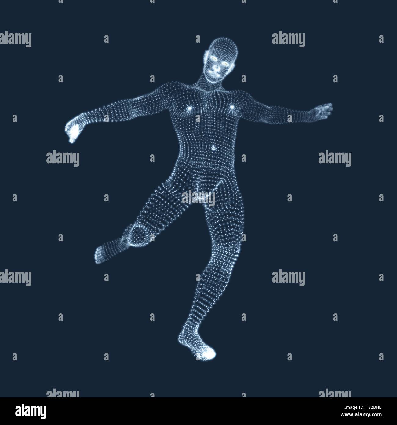 A football player from particle. Sports concept. 3D Model of Man. Human ...
