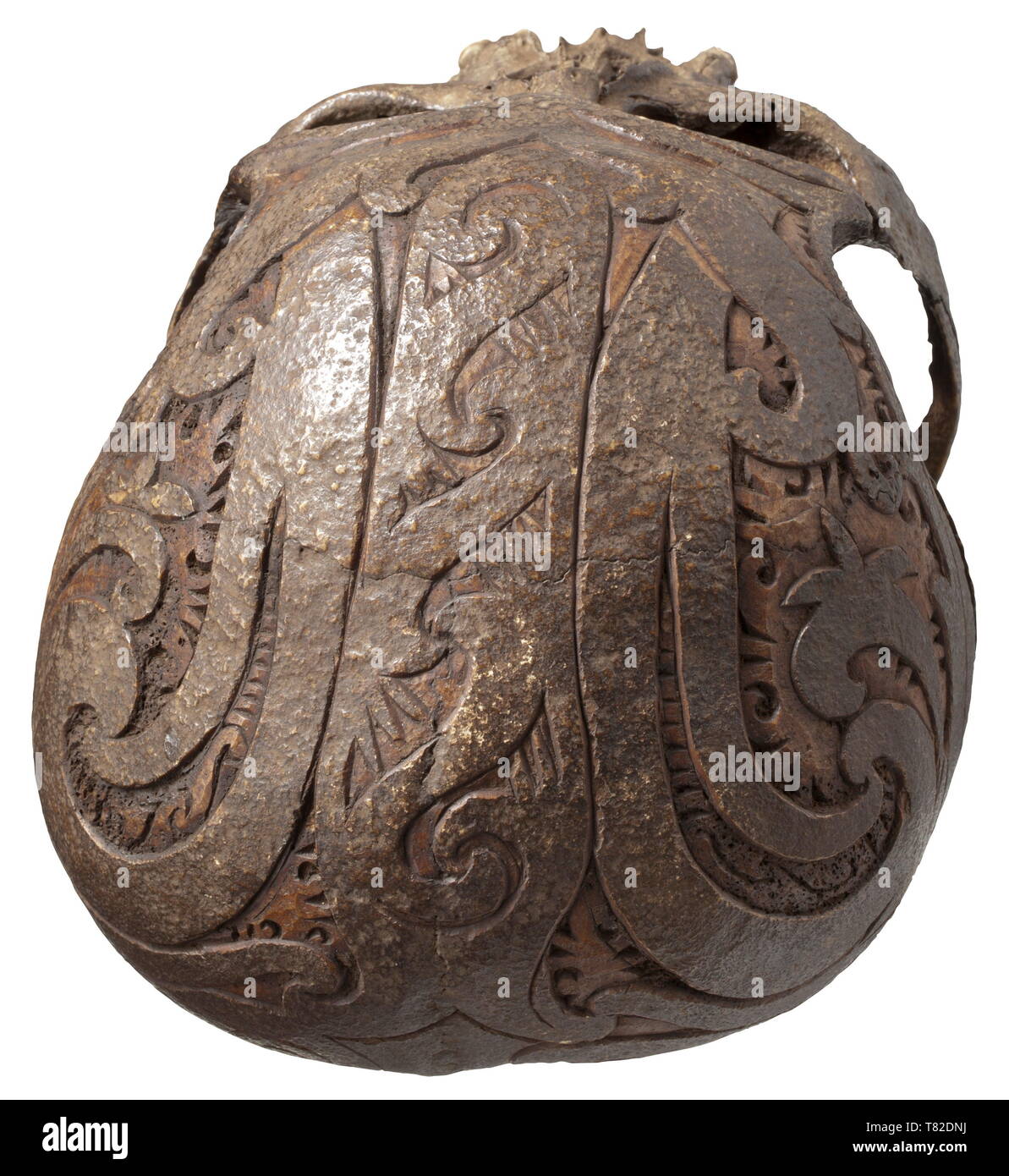 A trophy skull of the Dayak people, Borneo Elaborately decorated skull ...