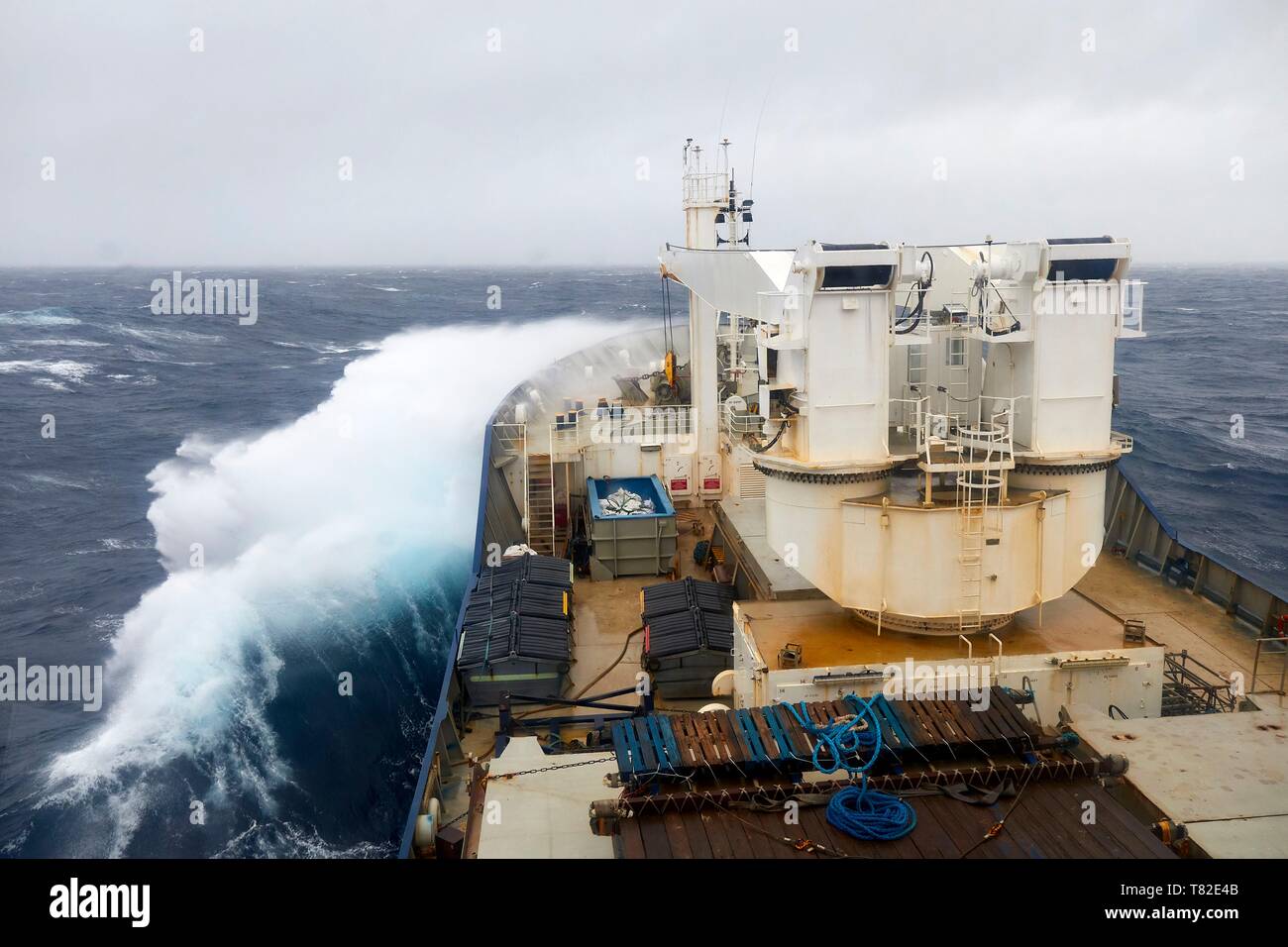 France, French Southern and Antarctic Territories (TAAF), storm aboard ...