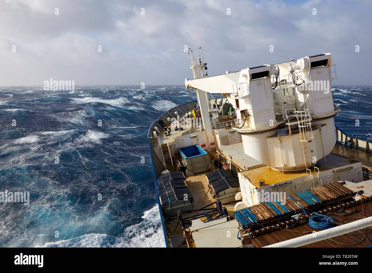 France, French Southern and Antarctic Territories (TAAF), storm aboard ...