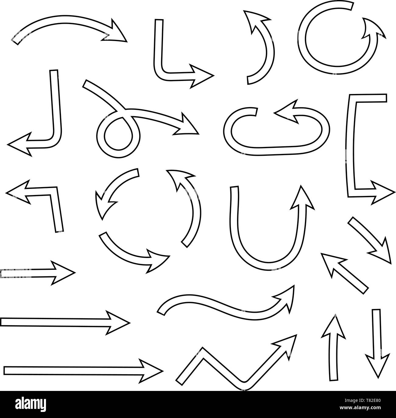 Outline arrows. Set of curved icons Stock Vector Image & Art - Alamy
