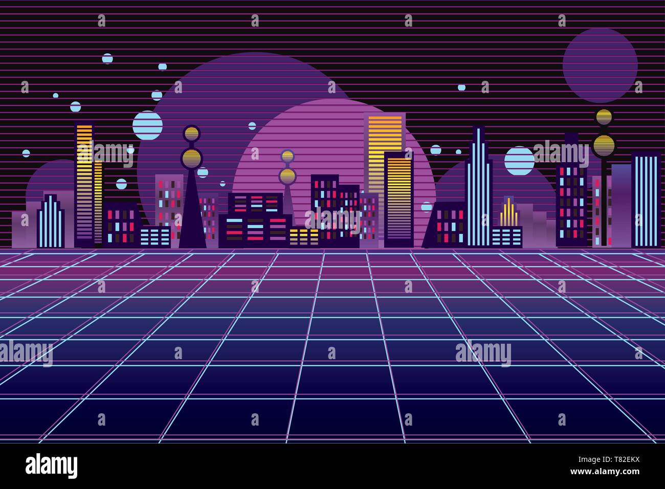 vector city style 80s poster or banner Stock Vector Image & Art - Alamy