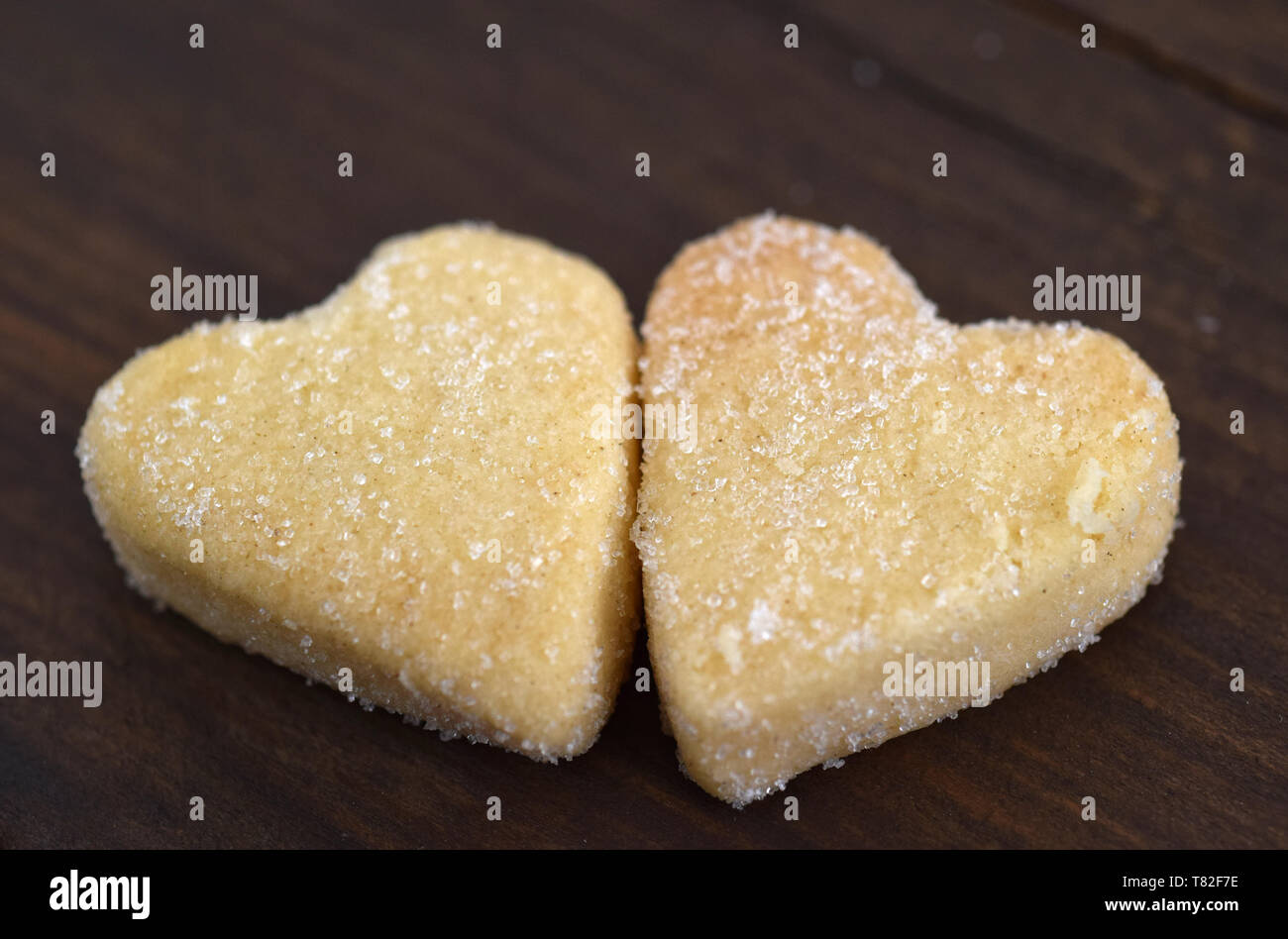 two shortbread heart biscuits Stock Photo - Alamy
