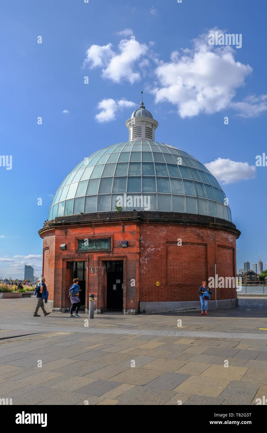 Greenwich, London, UK - August 10, 2017: Greenwich foot tunnel round ...
