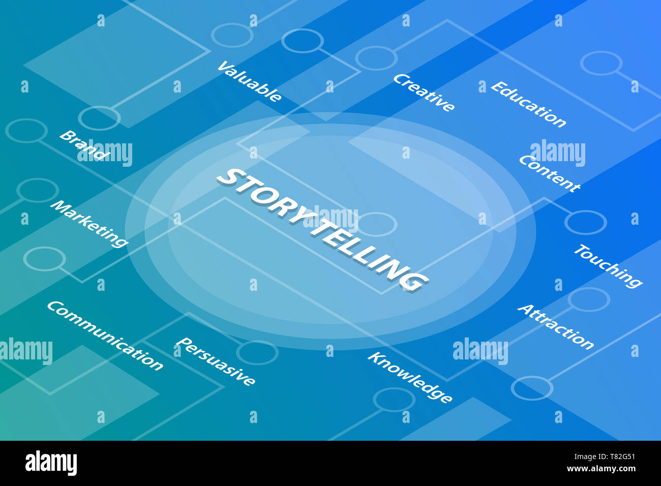 story telling concept words isometric 3d word text concept with some ...