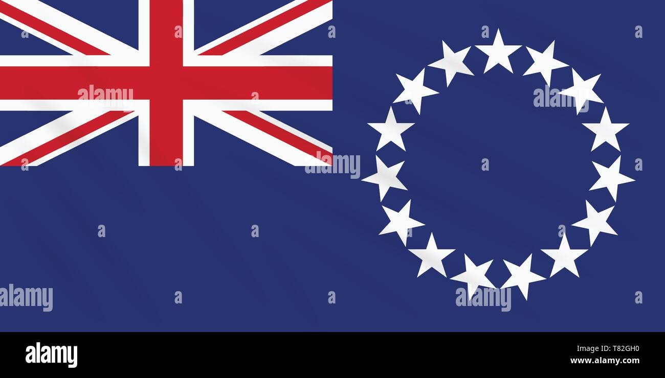 Flag Cook Islands swaying in wind, realistic vector Stock Vector Image ...