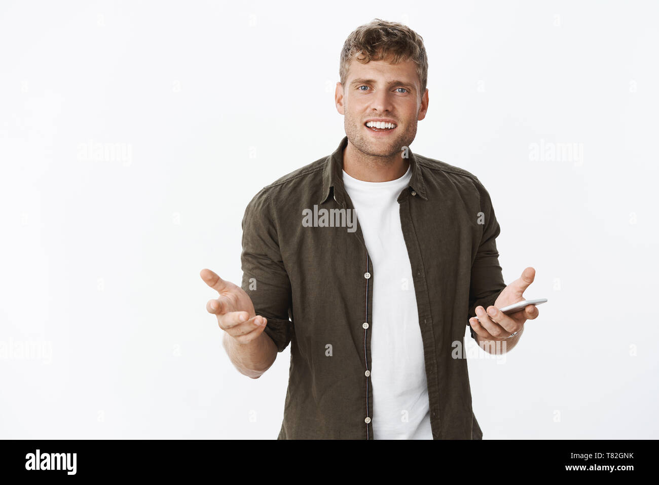 What your problem dude. Portrait of irritated and confused good-looking ...