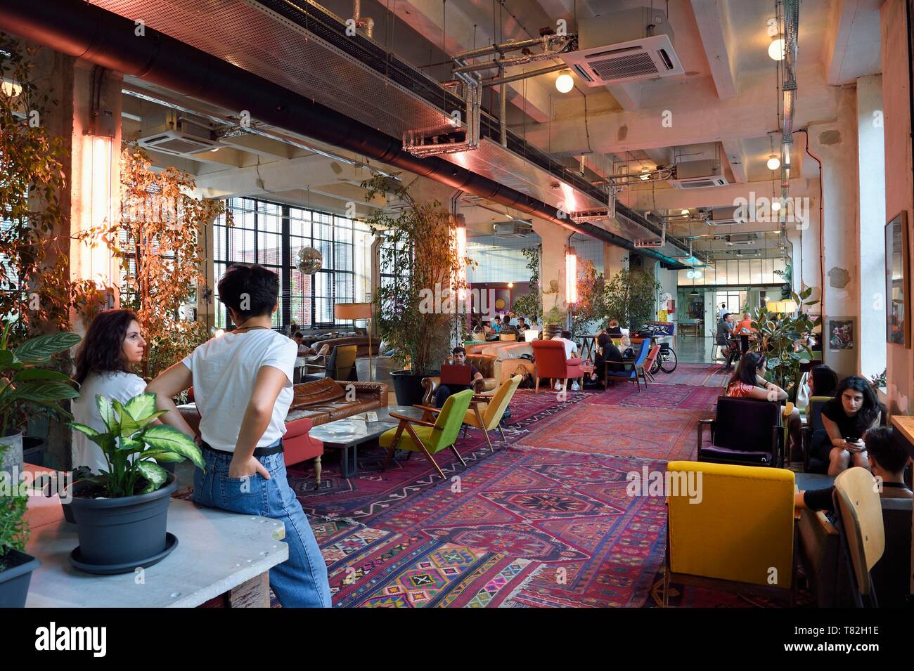 Georgia, Tbilisi, Fabrika hotel cafe Stock Photo - Alamy