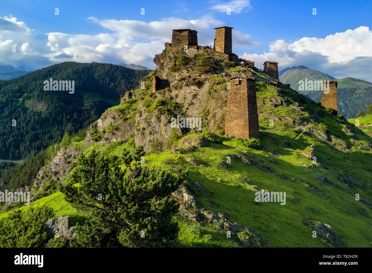 Georgia, Kakheti, Tusheti region, Omalo, the fortress of Keselo in Zemo ...