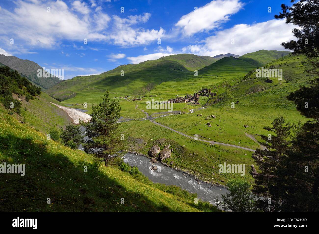 Georgia, Kakheti, Tusheti National Park, Alazani River Valley in the ...