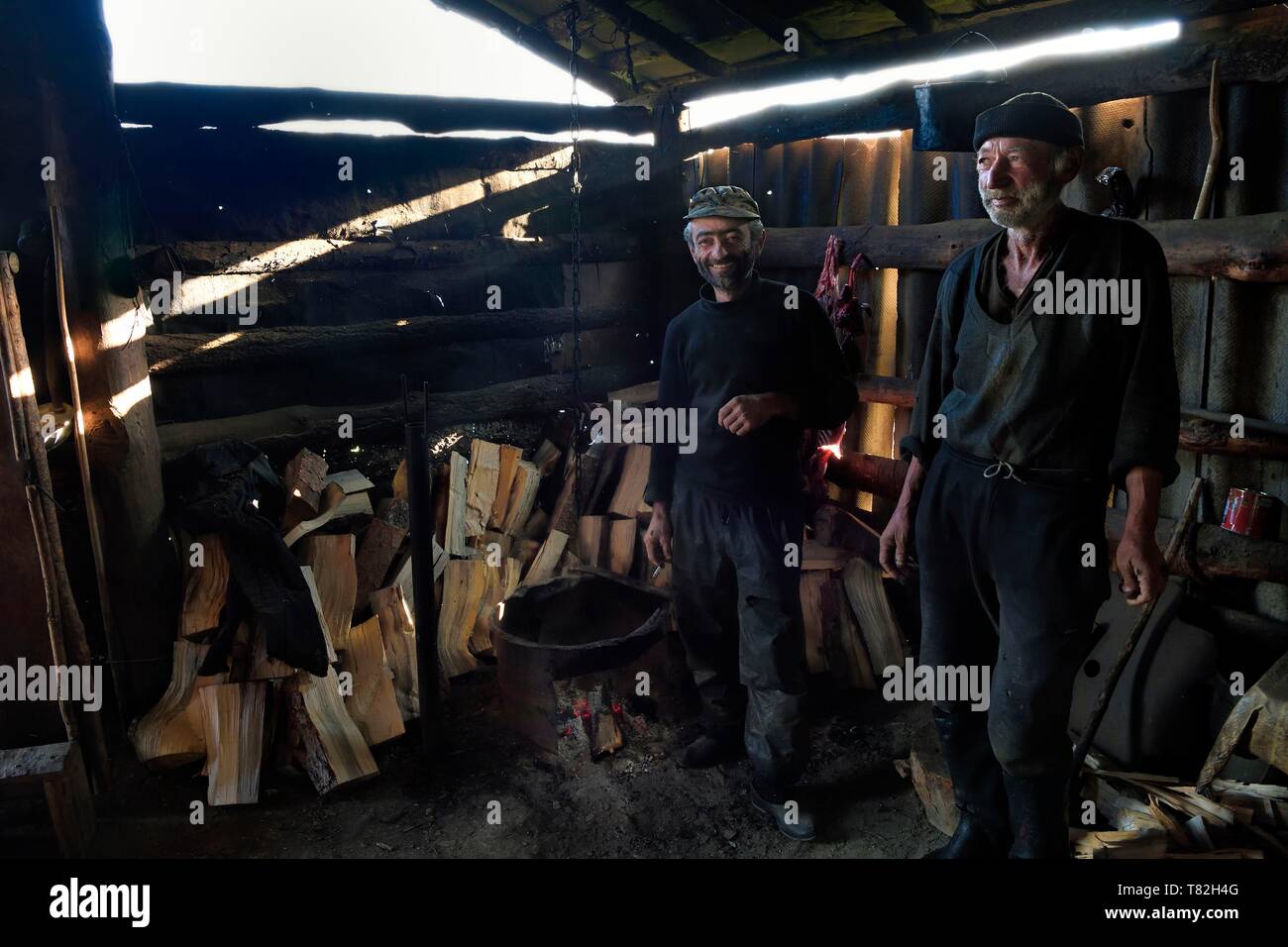Georgia, Kakheti, Tusheti National Park, sheepfold not far from the ...