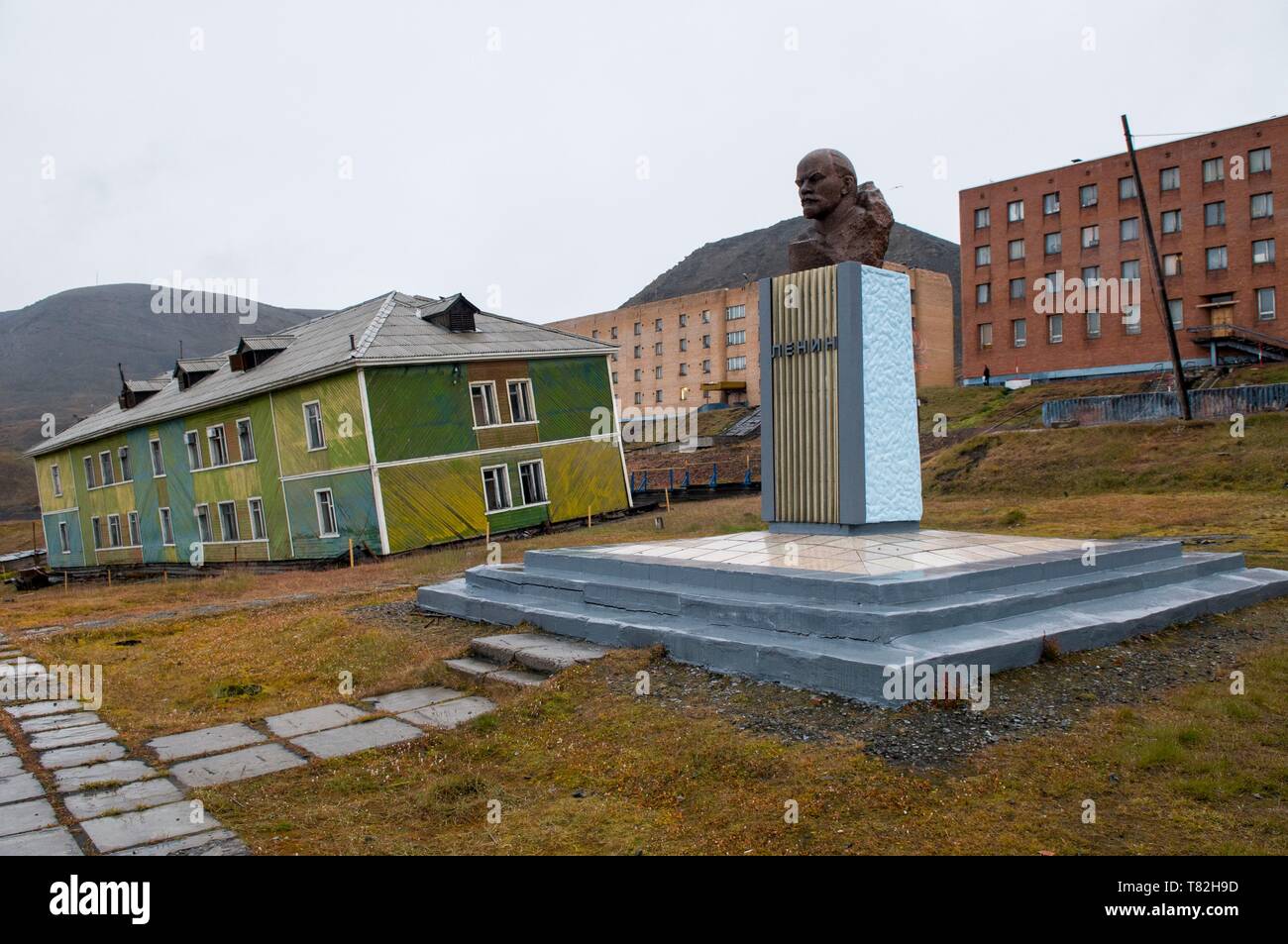 Norway, Svalbard, Spitsbergen, Barentsburg, Russian Mining Settlement ...