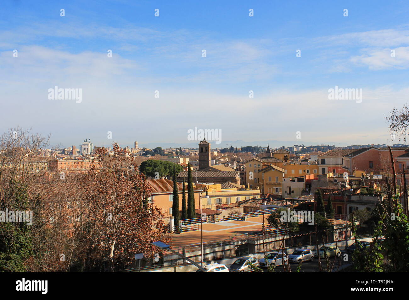 Cityscape of Rome, Italy, a view from the Gianicolo (Janiculum) hill ...