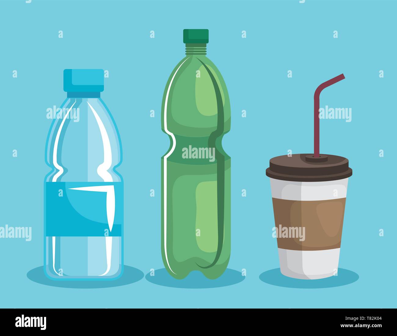 Environmental pollution plastic bottles bags Stock Vector Images - Alamy