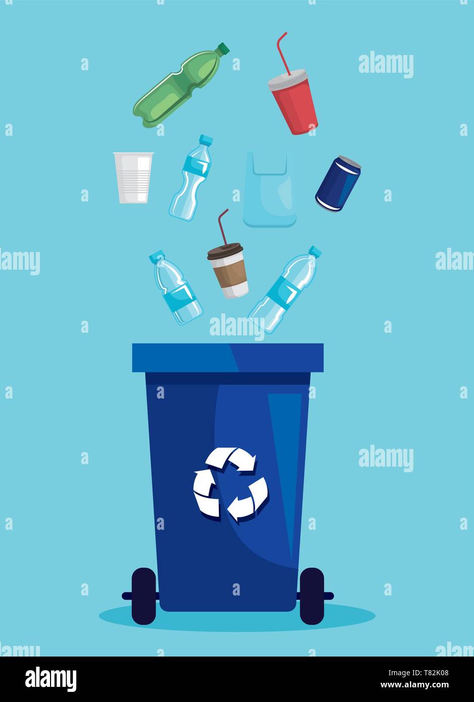 Environmental pollution plastic bottles bags Stock Vector Images - Alamy