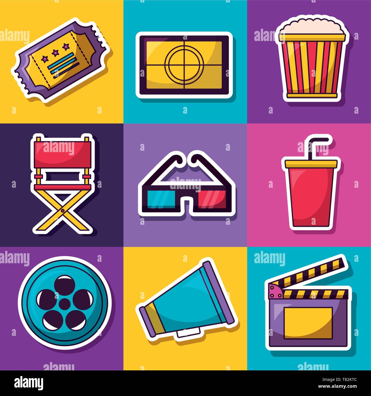 Realistic cinema movie poster template with film reel hi-res stock ...