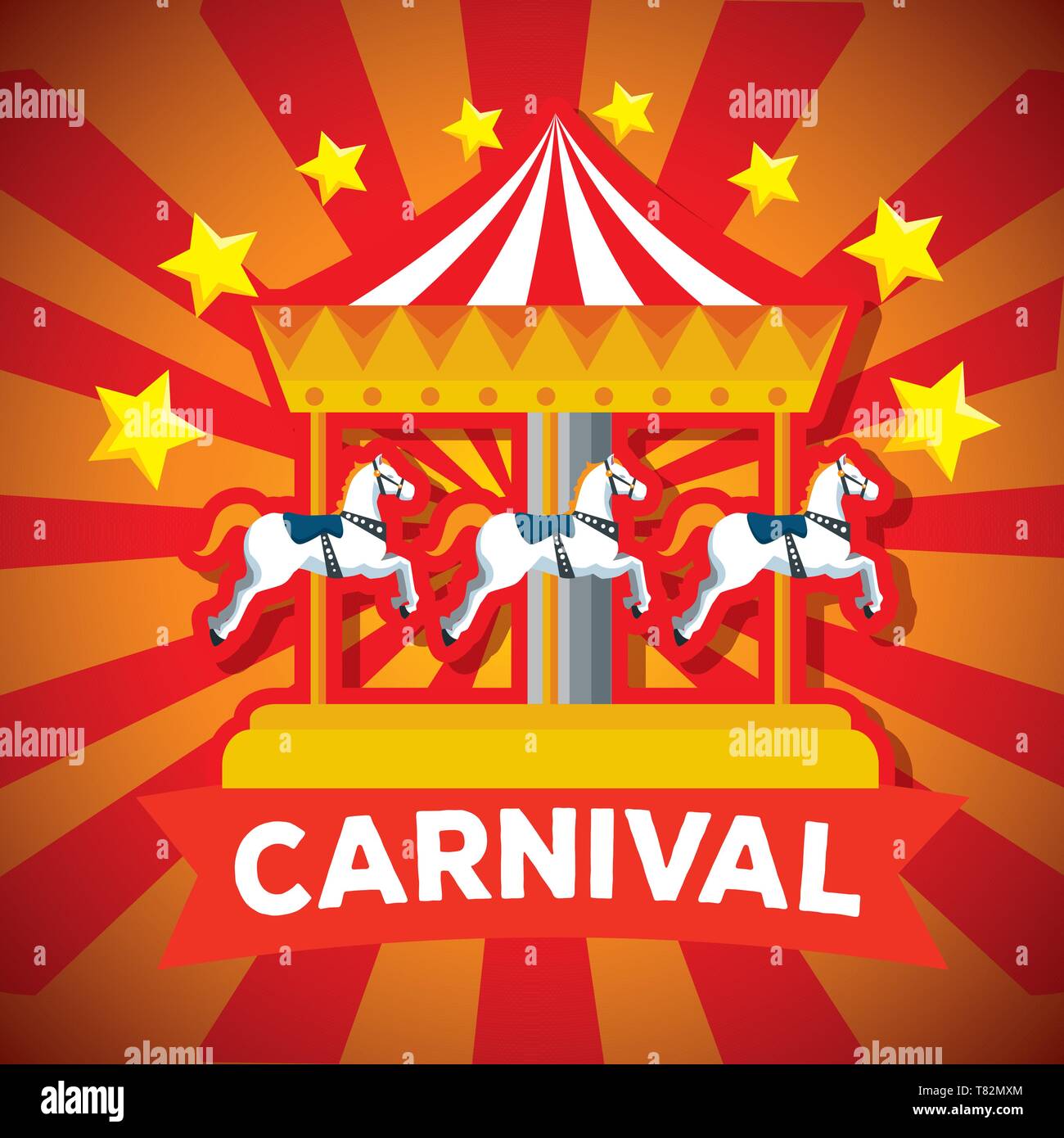 carnival merry go round and stars with ribbon decoration Stock Vector ...