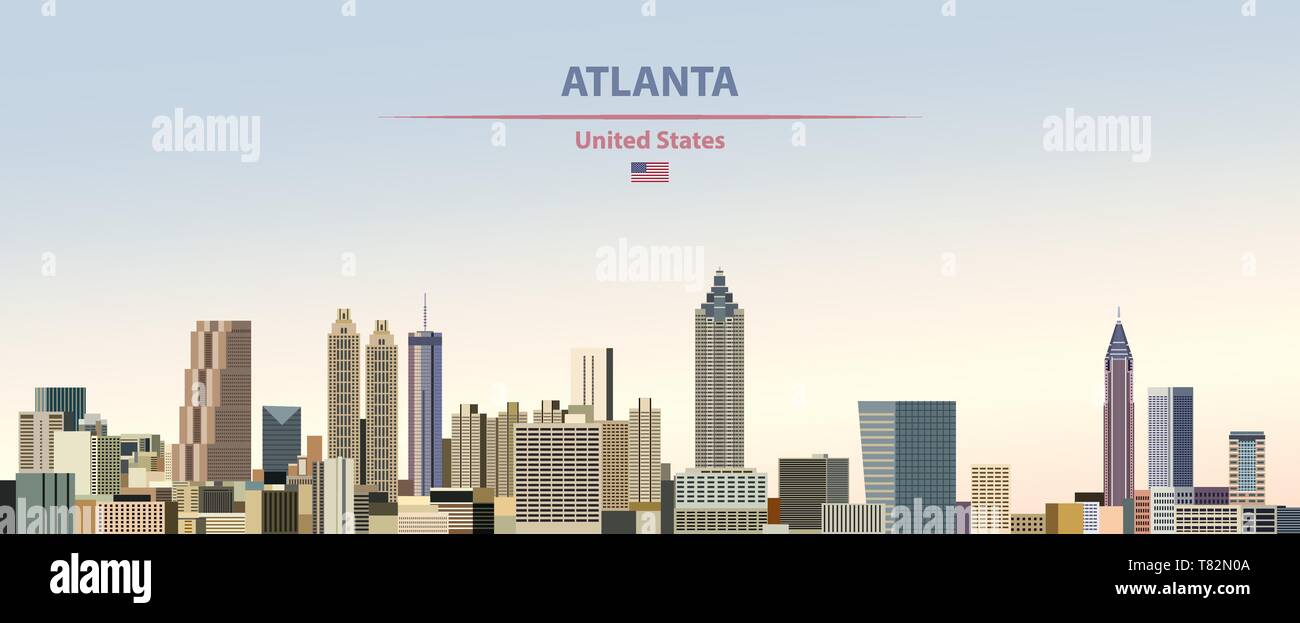 Atlanta city skyline on beautiful daytime background vector ...